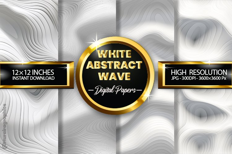 White Abstract Wave Digital Papers - 04 Variations (3654653)