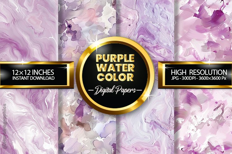 Purple Watercolor Digital Papers - 04 Variations (4026763)