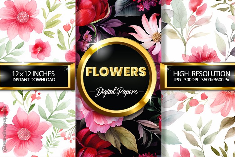 Flowers Digital Papers - 03 Variations (3790993)