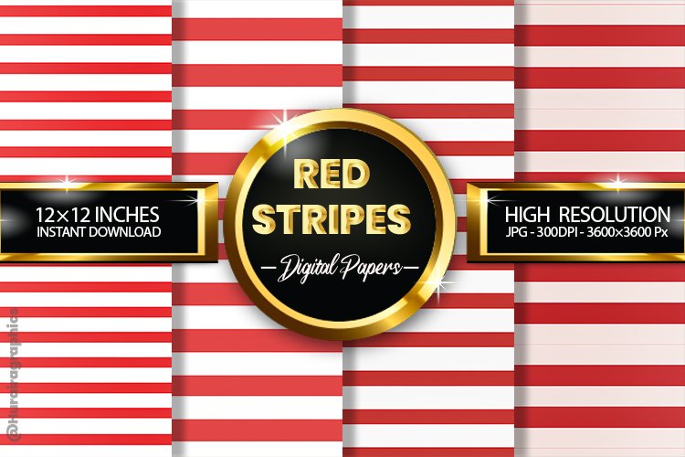 Red Stripes Digital Papers - 04 Variations (3589429)