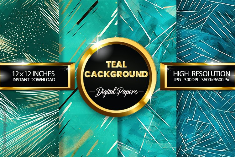 Teal Cackground Digital Papers - 04 Variations (3596897)
