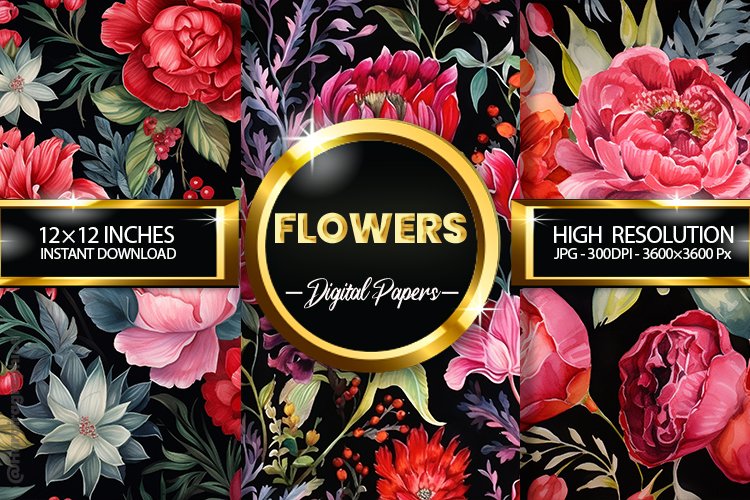 Flowers Digital Papers - 03 Variations (3790986)