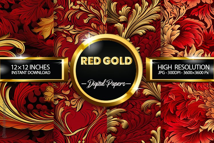 Red Gold Digital Papers - 04 Variations (3589121)