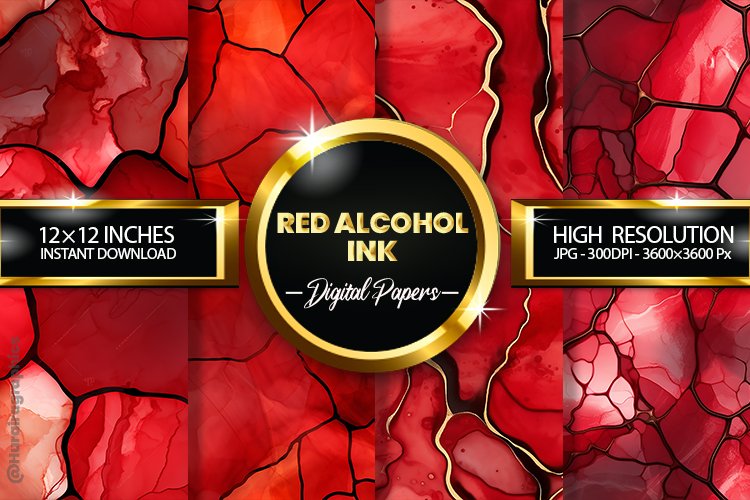 Red Alcohol Ink Digital Papers - 04 Variations (3589119)
