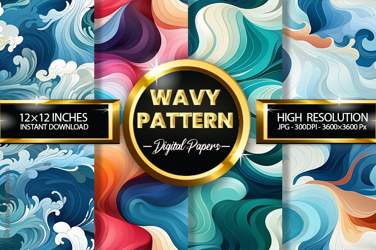 Wavy Pattern Digital Papers - 04 Variations (3654616)