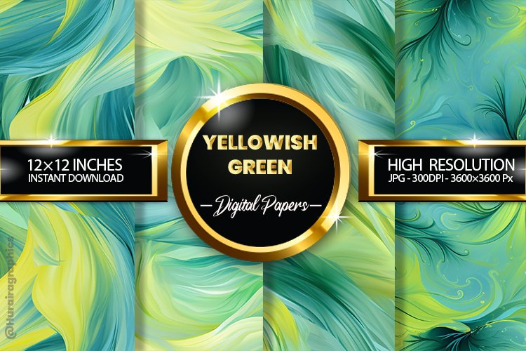 Yellowish Green Digital Papers - 04 Variations (3654808)