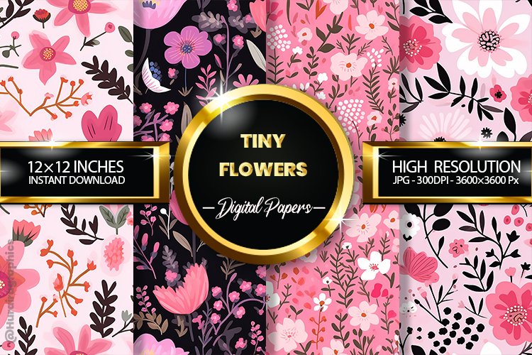 Tiny Flowers Digital Papers - 04 Variations (3596973)