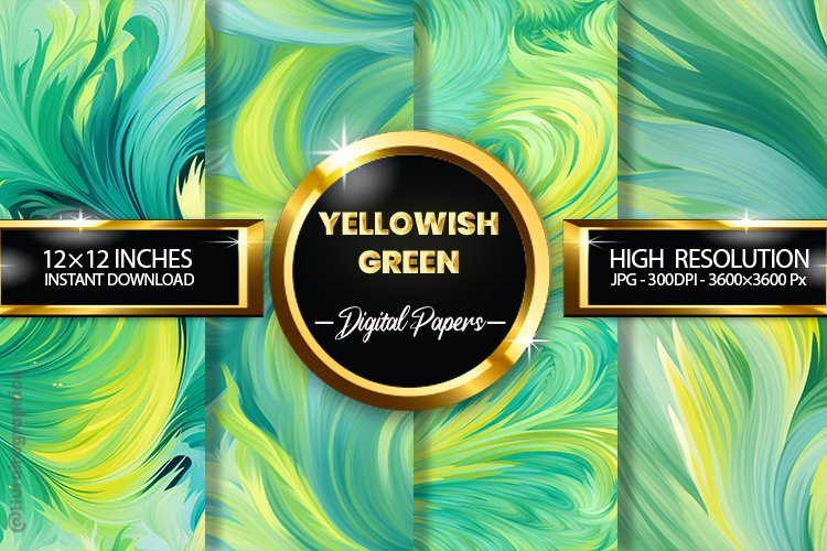Yellowish Green Digital Papers - 04 Variations (3654806)