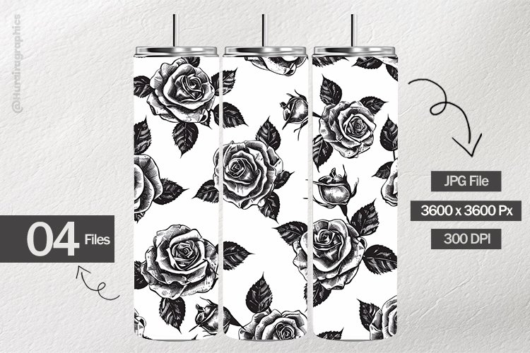 Monochrome Roses Digital Papers - 04 Variations (4021180)