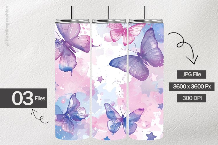 Watercolor Butterflies Digital Papers - 03 Variations