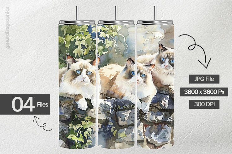 Watercolor Cats Digital Papers - 04 Variations (4073998)