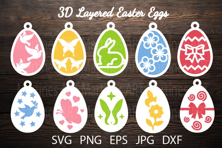 3D layered Easter egg laser cut files Easter SVG Gift Tags