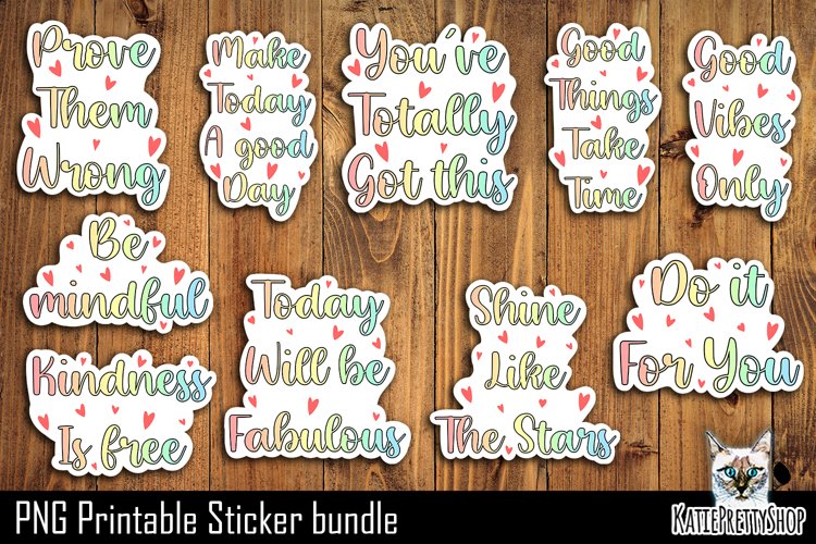 Inspirational Printable Sticker bundle. Positivity Stickers