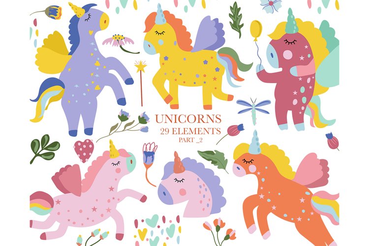Cute unicorn clipart, Fairy unicorn svg, Magical horse svg