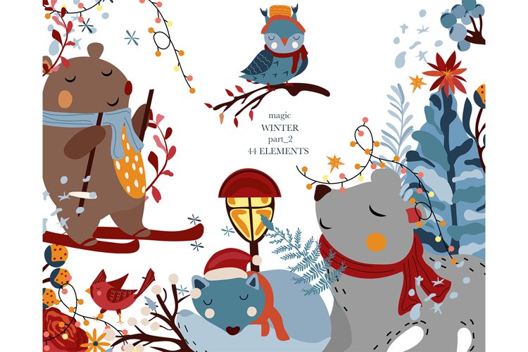 Winter animal svg, Christmas cute animals svg,Polar bear svg