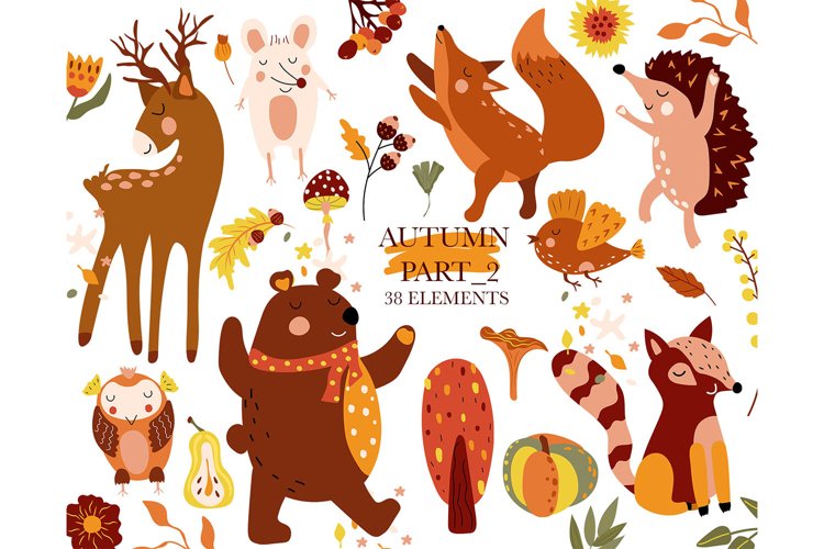 Autumn svg, Fall svg bundle, Woodland animals svg, Cute png