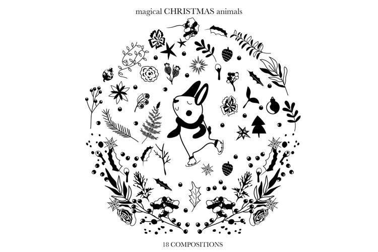 Christmas animal svg, Woodland animals clipart,Winter wreath