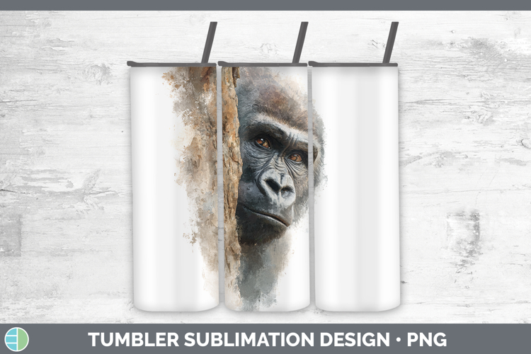 Gorilla Primate Tree Peek-A-Boo Tumbler Sublimation Design