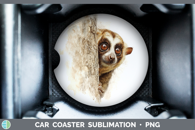 Slow Loris Primate Tree Peek-A-Boo Car Coaster Sublimation D