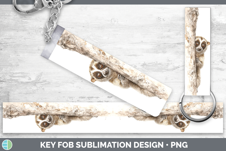 Slow Loris Primate Tree Peek-A-Boo Key Fob Sublimation Desig