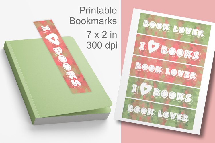 Printable Bookmark Set of 5 in Green n Pink with Phrases