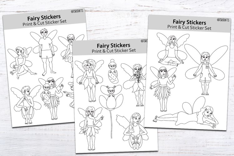 Printable Fairy Sticker Bundle - 3 pages in PNG format