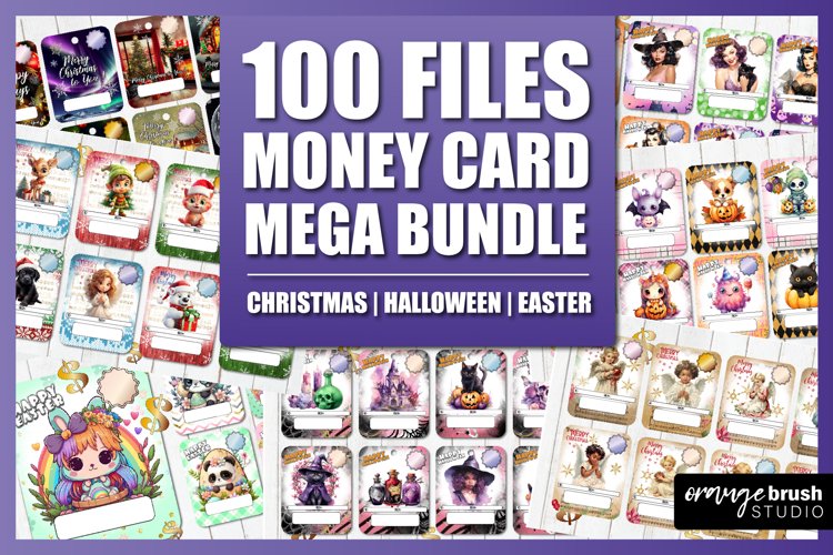 Printable Money Card Mega Bundle - 100 PNG Money Holder
