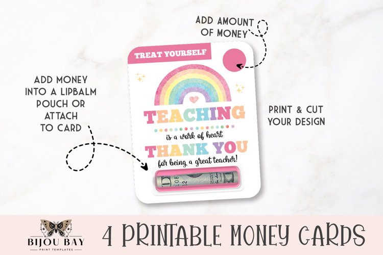 Rainbow Money Card Bundle - 4 Teacher Money Cards - Free Design of The ...
