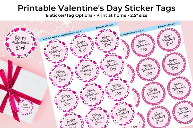 Printable Valentine's Day Sticker Tags - A set of 6