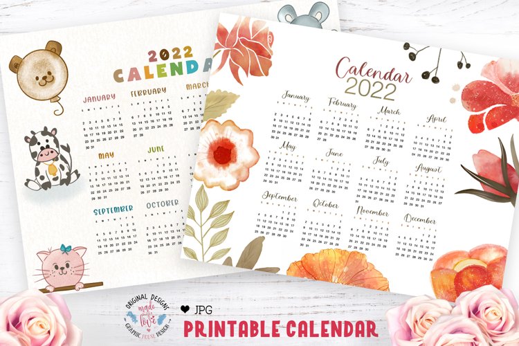 Printable 2022 Calendar Set of two