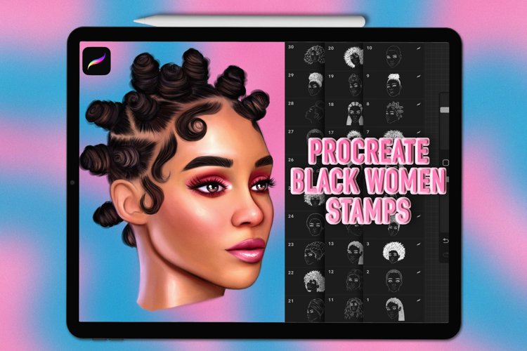 Procreate black women face stamps | Procreate face brushes