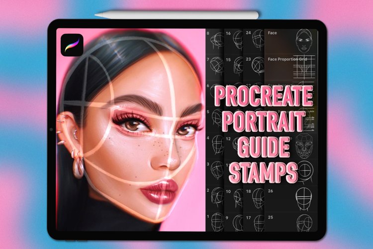 Procreate Portrait Guide Stamps. Procreate Head Proportions