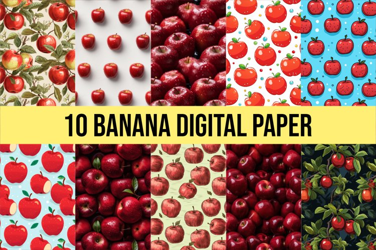 10 Seamless Patterns of apple Paper Projects