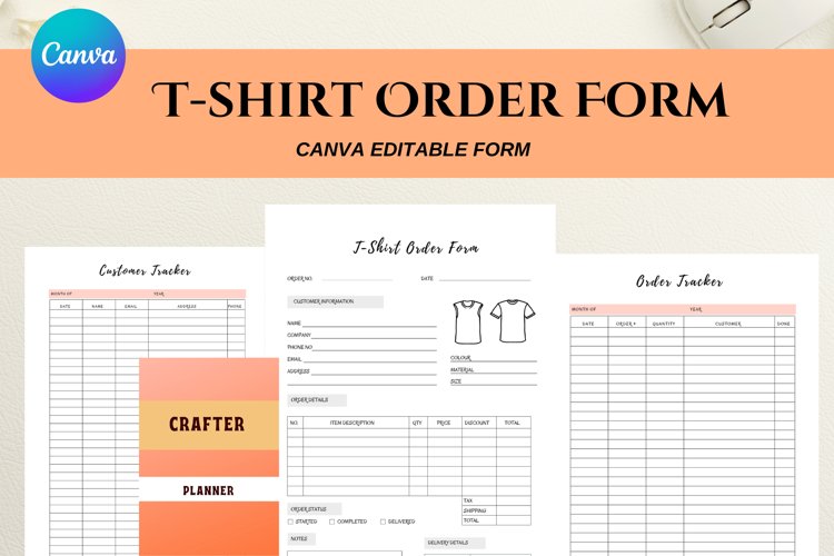 Editable Canva T Shirt Order Form Printable For Crafters