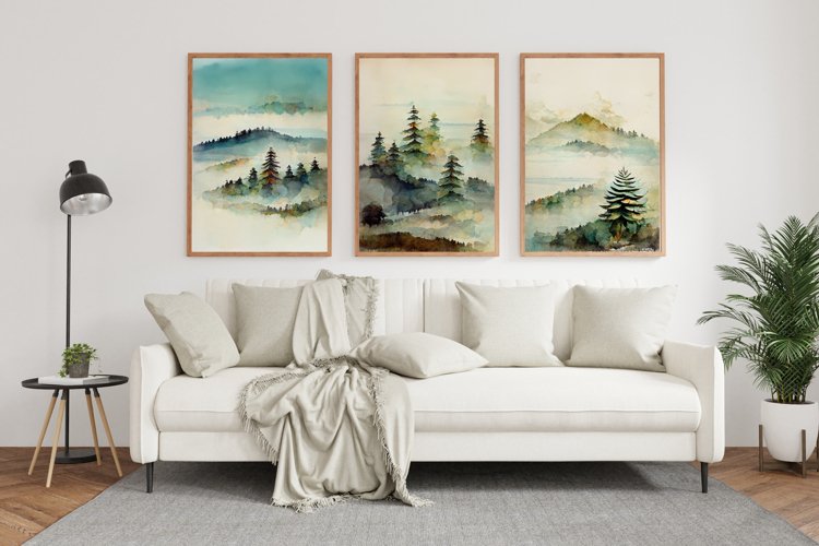 Pastel Wall Art, Mountains, Set of 3 Printable Posters