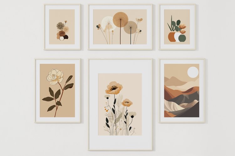 Set of 6 Boho Prints, Minimalist Nature