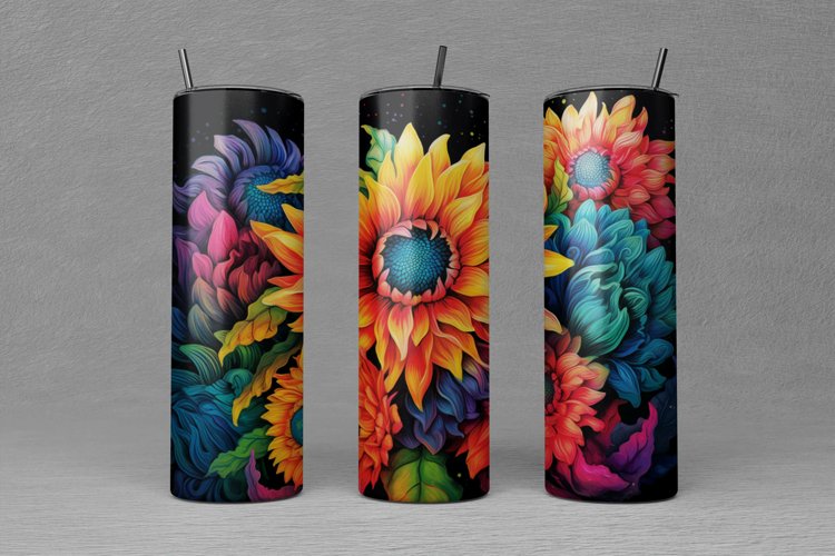 Floral Design, Colorful Sublimation 20oz Tumbler Wrap