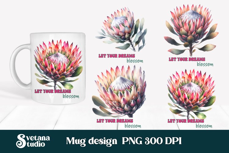 Protea flower mug wrap | Motivational quotes mug