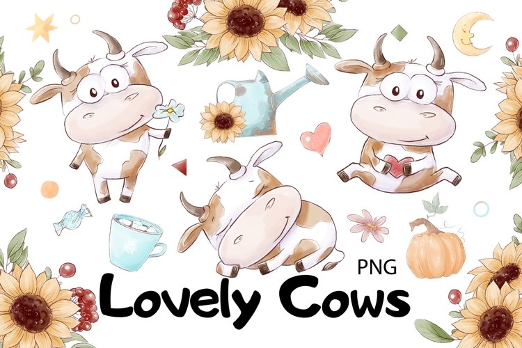 Watercolor Clipart Lovely Cows