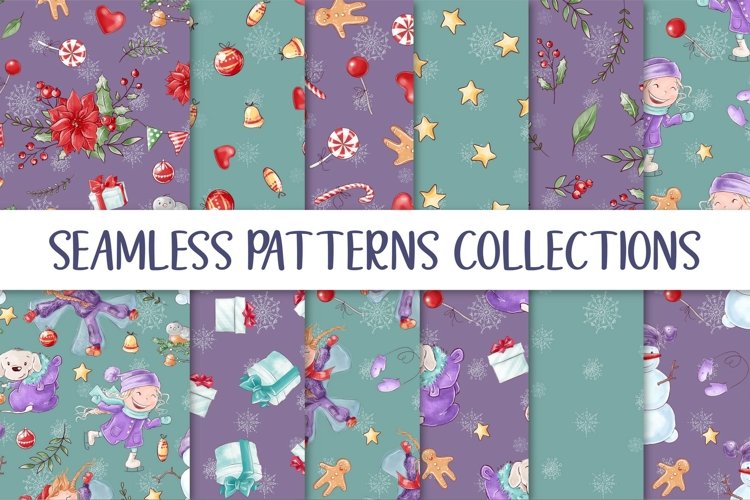 Seamless Patterns Winter Girl