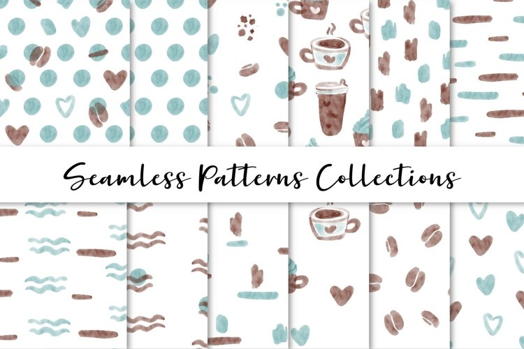 Coffee Watercolor Seamless Patterns