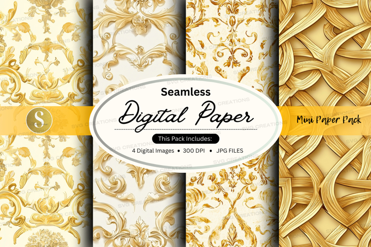 Seamless gold digital paper pack