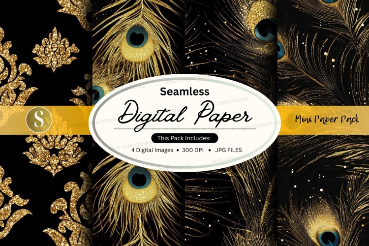 Opulent peacock feathers seamless pattern