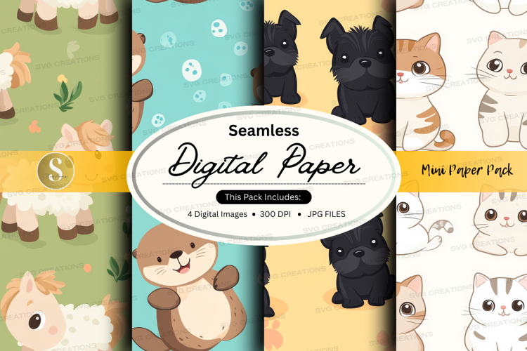Seamless digital paper - cute animals digital (6515924)