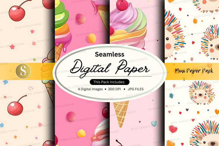 Seamless digital paper - ice cream digital paper pack