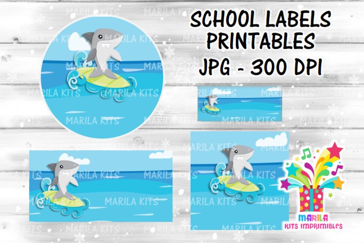shark school Labels Printables #1