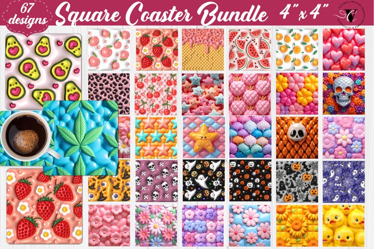 Square Coaster bundle | Puff | 3D coaster