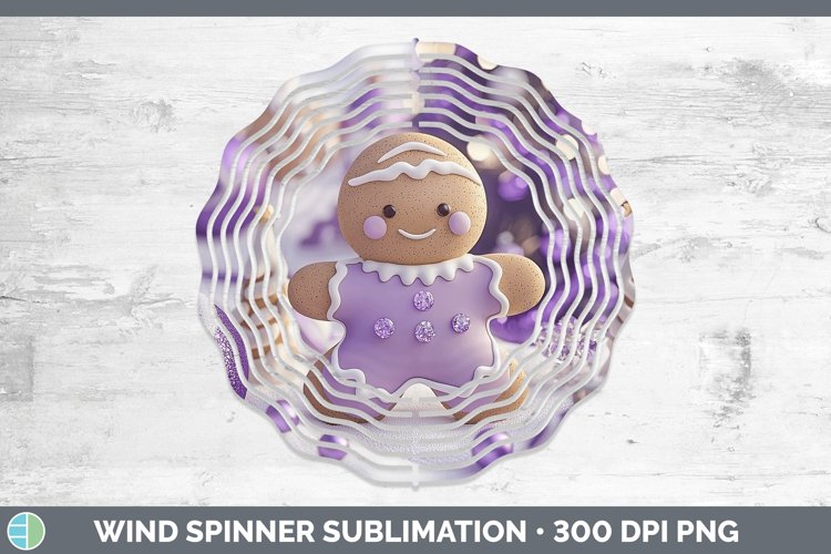 Purple 3D Christmas Gingerbread Man Wind Spinner Sublimation
