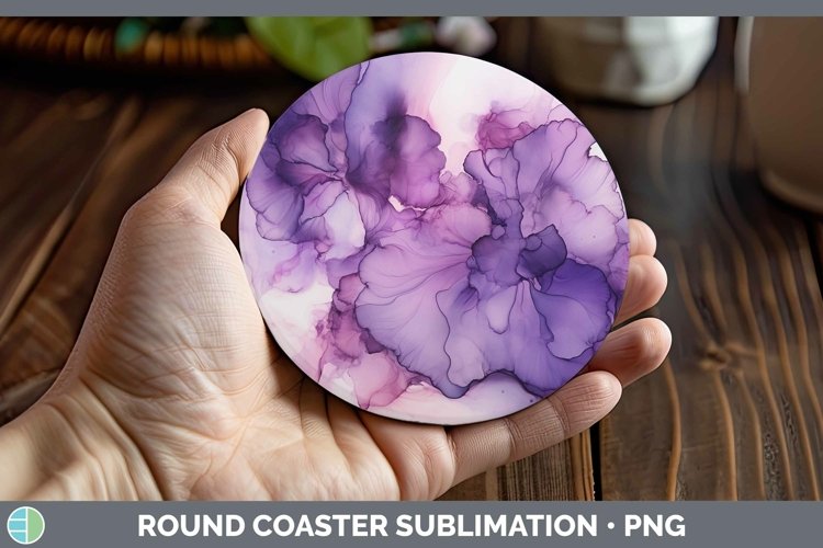 Purple Alcohol Ink Round Coaster Sublimation Coaster Designs