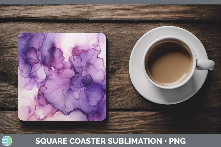 Purple Alcohol Ink Square Coaster Sublimation Coaster Design